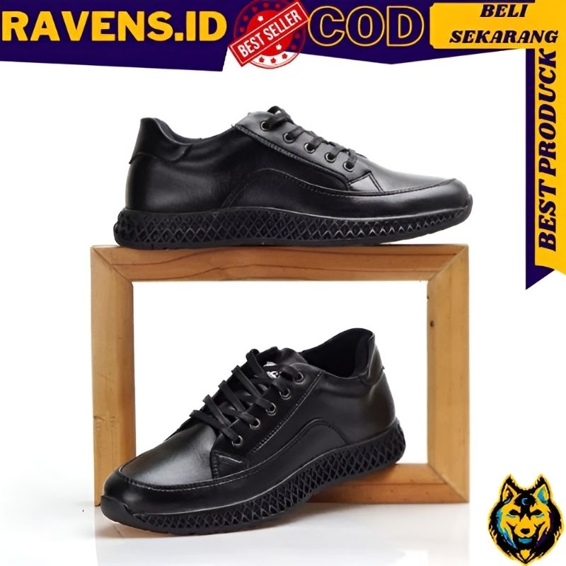 Jual RAVENS Sepatu Formal Pria Casual Pantofel Hitam Resmi Kerja Kantor Kuliah Kondangan ...