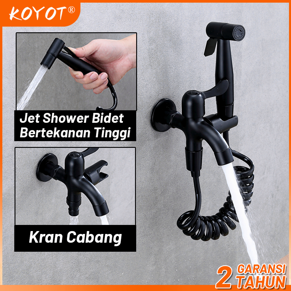 Jual KOYOT Kran Cabang SUS 304 dan Jet Shower Toilet Hitam Matte 1/2 ...