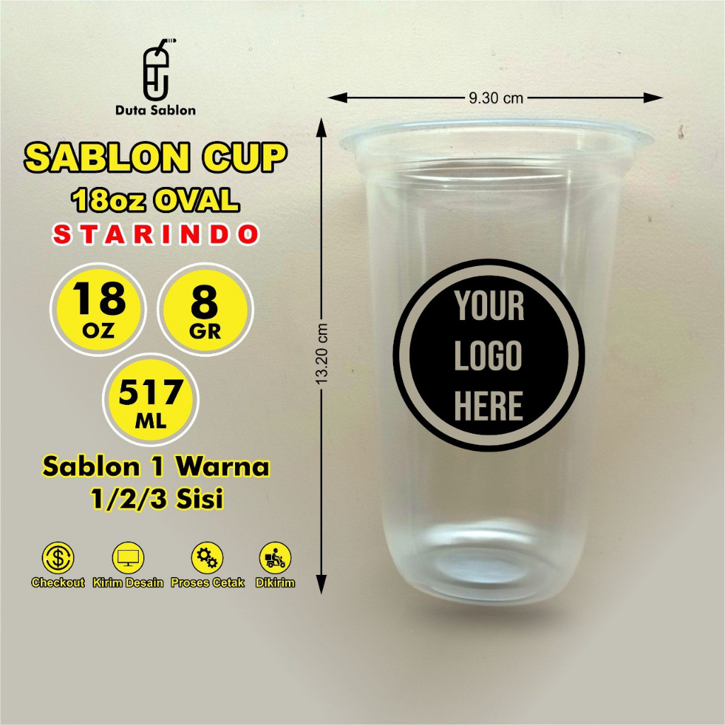 Jual Sablon cup minuman 18 oz oval 8gr gelas plastik STARINDO costum ...
