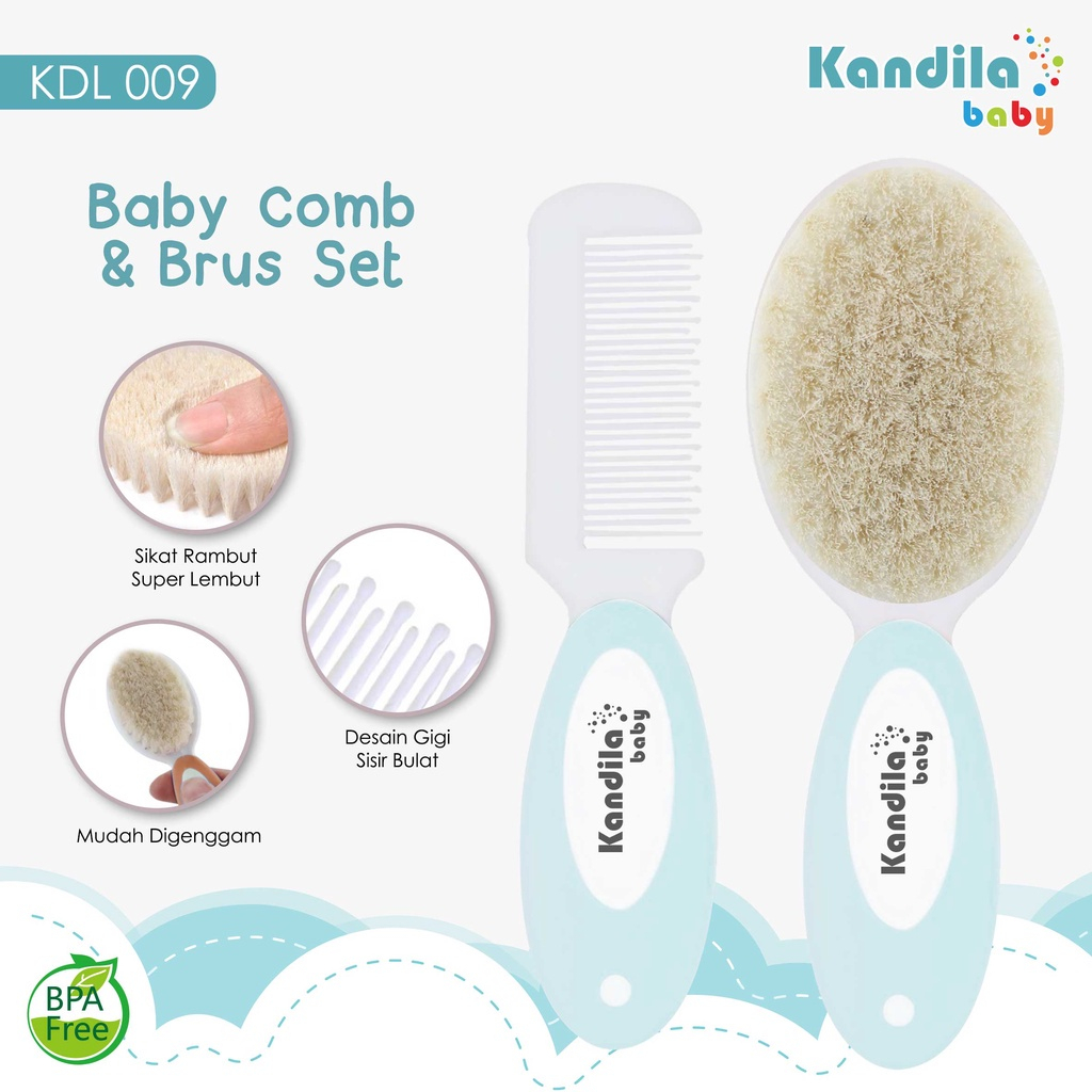 Jual Kandila KDL009 / Kandila Baby Comb & Brush Set Sikat dan Sisir ...