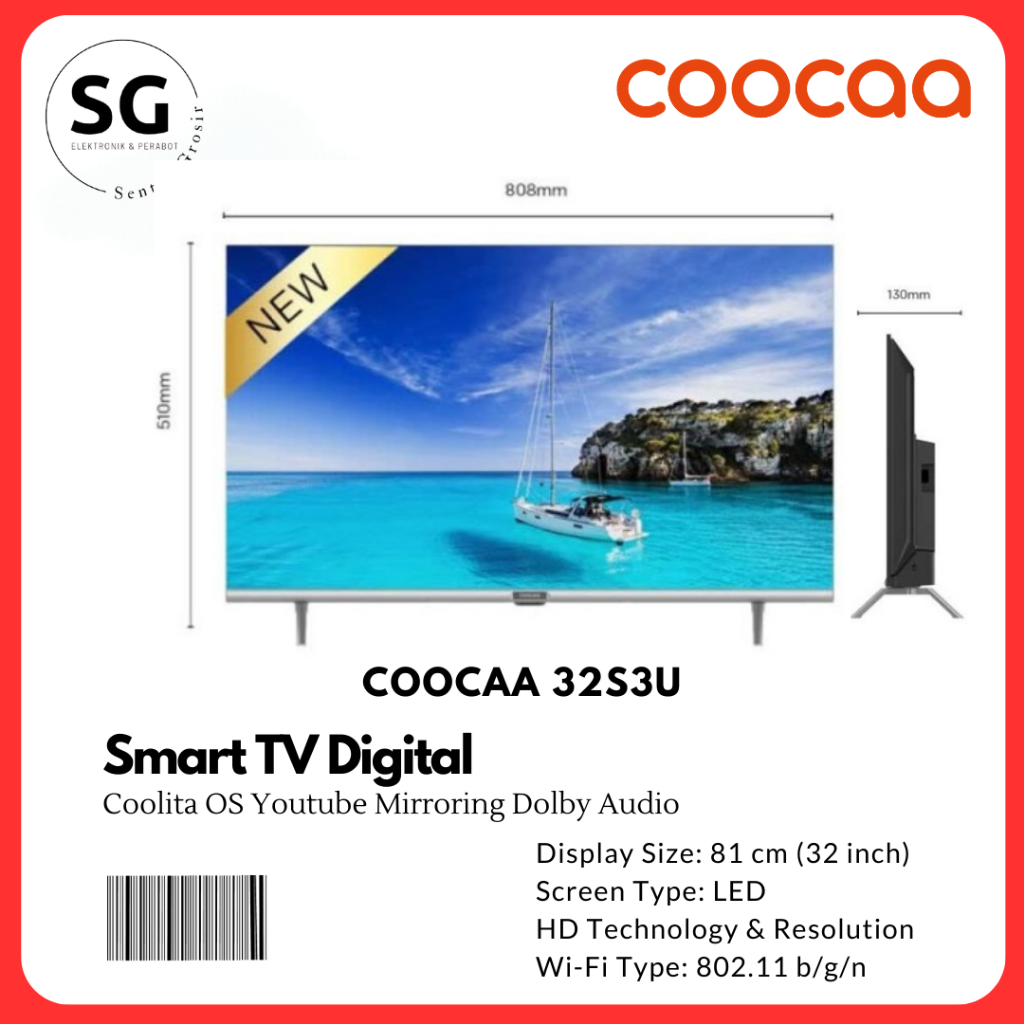 Jual Coocaa Smart LED TV 32 Inch 32S3U 32 inch Digital Smart LED TV ...