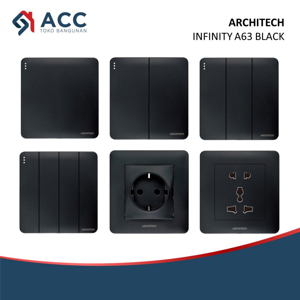 Jual ARCHITECH INFINITY A63 BLACK SAKLAR STOP KONTAK FRAME | Shopee Indonesia