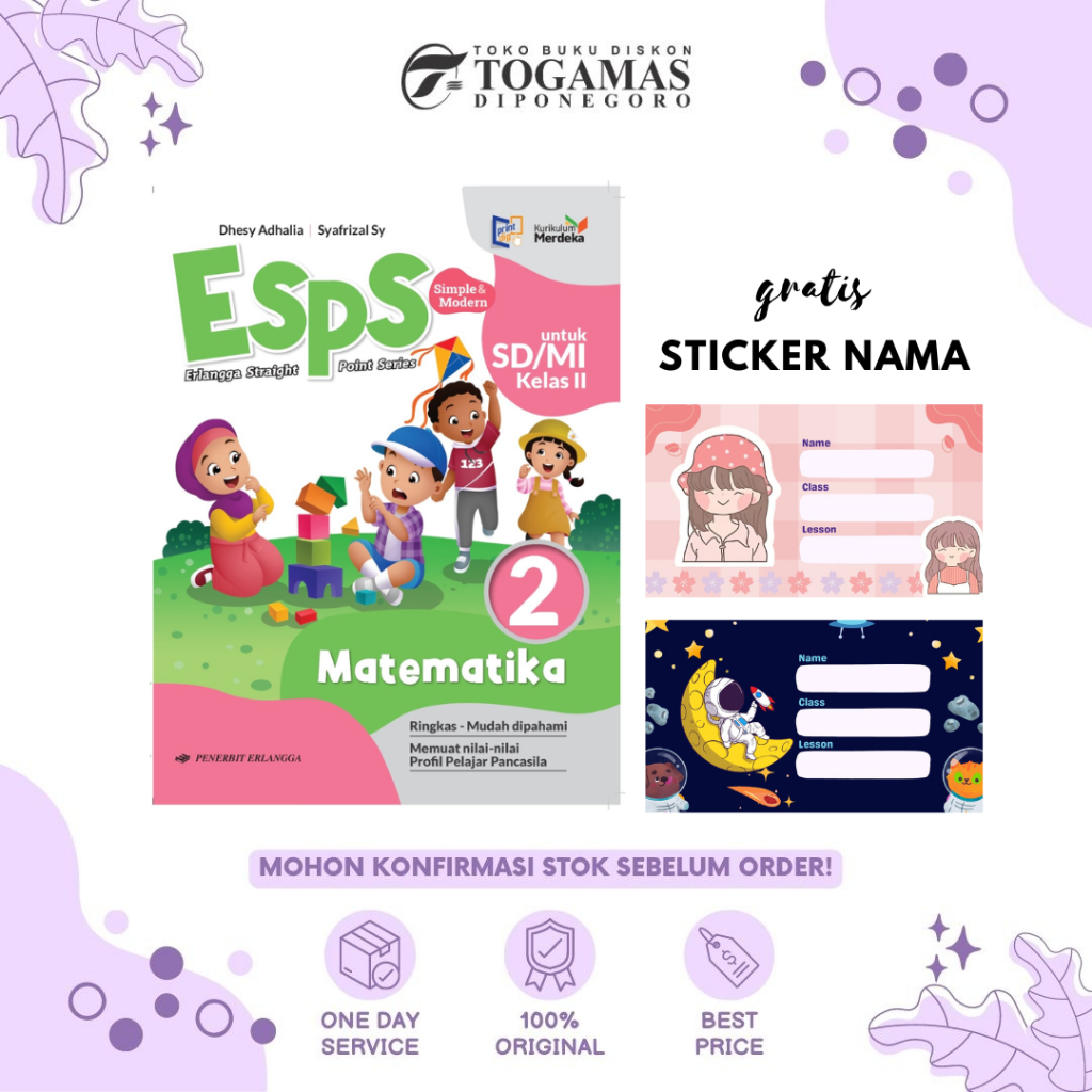 Jual ESPS MATEMATIKA KELAS 2 SD/MI KURIKULUM MERDEKA GRATIS STICKER NAMA | Shopee Indonesia