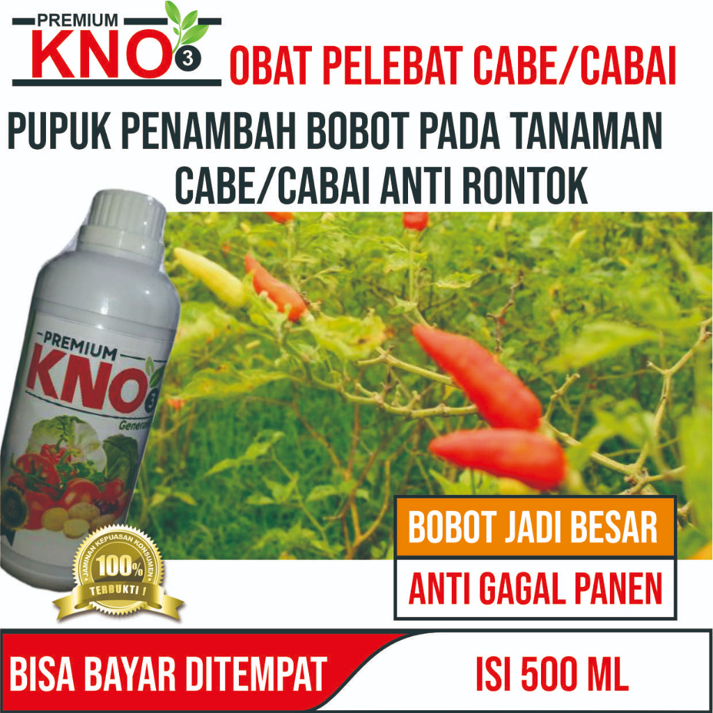 Jual Pupuk Pelengkap Organik Cair Pelebat Buah Cabe/Cabai Merah Paling Bagus Premium KNo3 ...