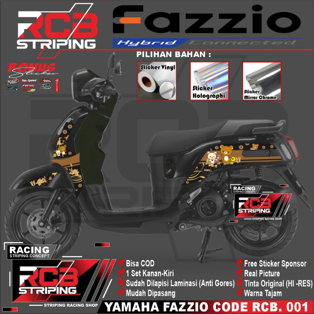 Jual STRIPING FAZZIO / STICKER / STIKER / YAMAHA FAZZIO / VARIASI STIKER MOTOR / LIST SIMPLE RCB ...