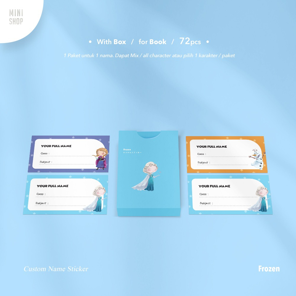 Jual Stiker Nama Custom Waterproof Frozen ( Elsa Anna Olaf ) | Shopee ...