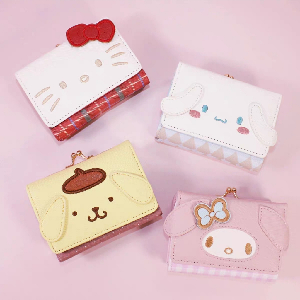 Jual Dompet Lipat Wanita Sanrio Face Hello Kitty My Melody Kuromi ...