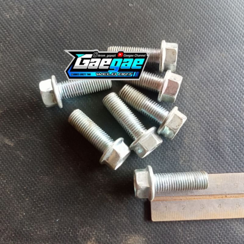 Jual baut topi flange bold M10x30 drat 1.25 | Shopee Indonesia