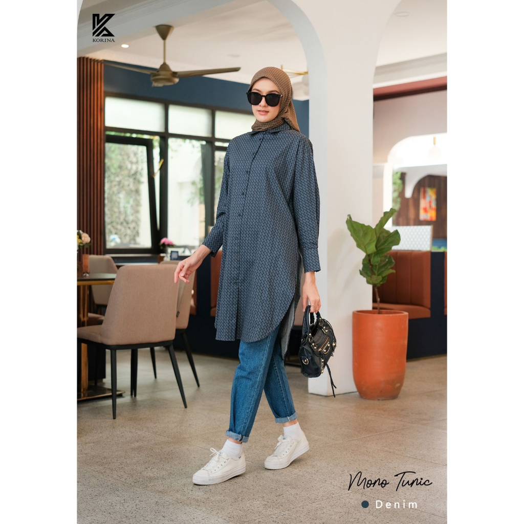 Jual Korina Mono Tunik Denim Premium | Shopee Indonesia