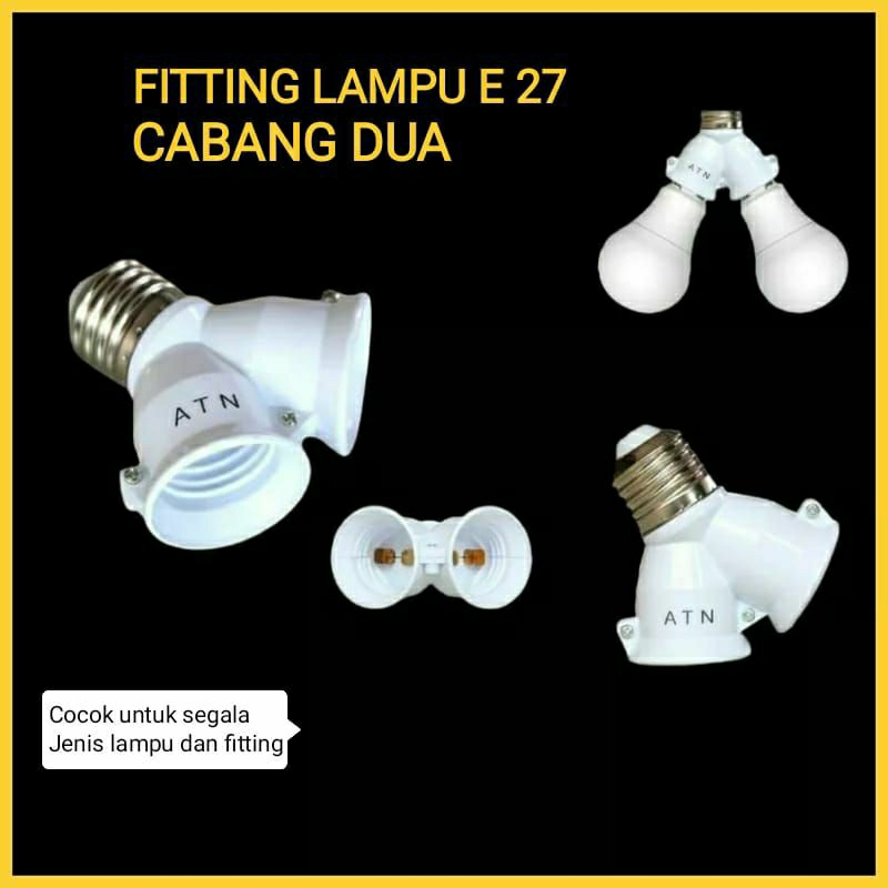 Jual Fitting Lampu E 27 Cabang 2 Nyala Sekaligus / Fitting Double ...