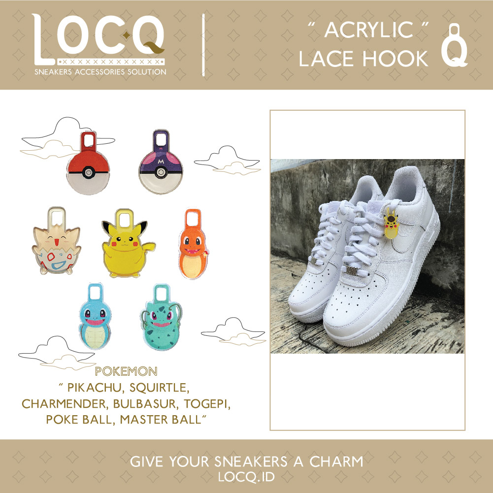 Jual Aksesoris Tali Sepatu Acrylic Lace hook - Pokemon Pokeball Pikachu Charmender Squirtle ...