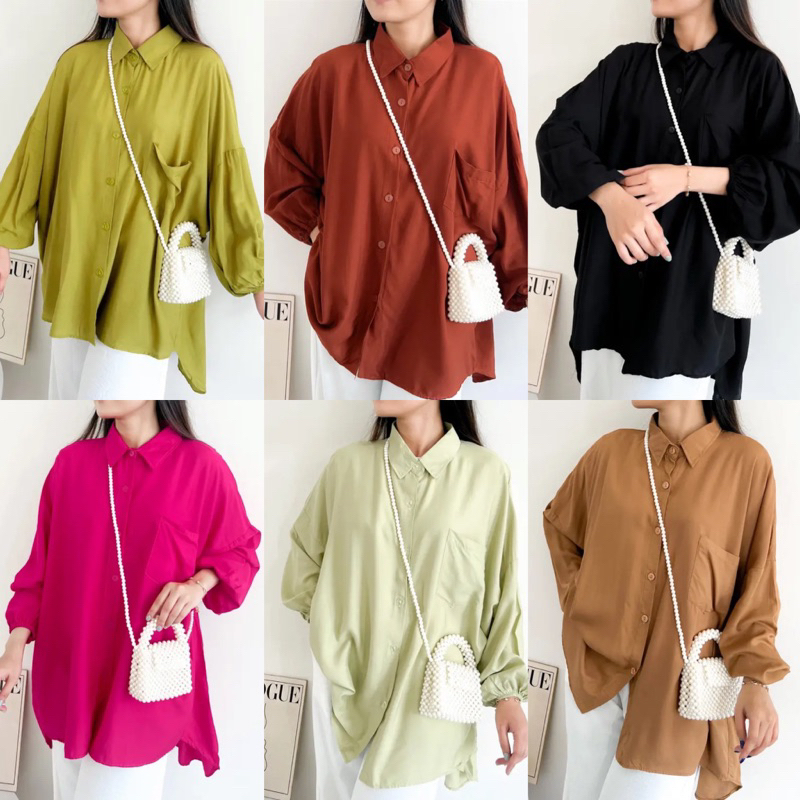 Jual FF HANNA SHIRT KEMEJA RAYON OVERSIZE JUMBO | Shopee Indonesia