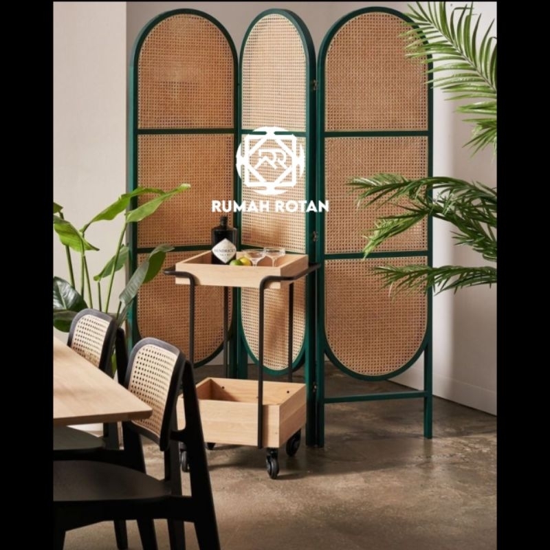 Jual Sketsel partisi minimalis kombinasi anyaman rotan | Shopee Indonesia