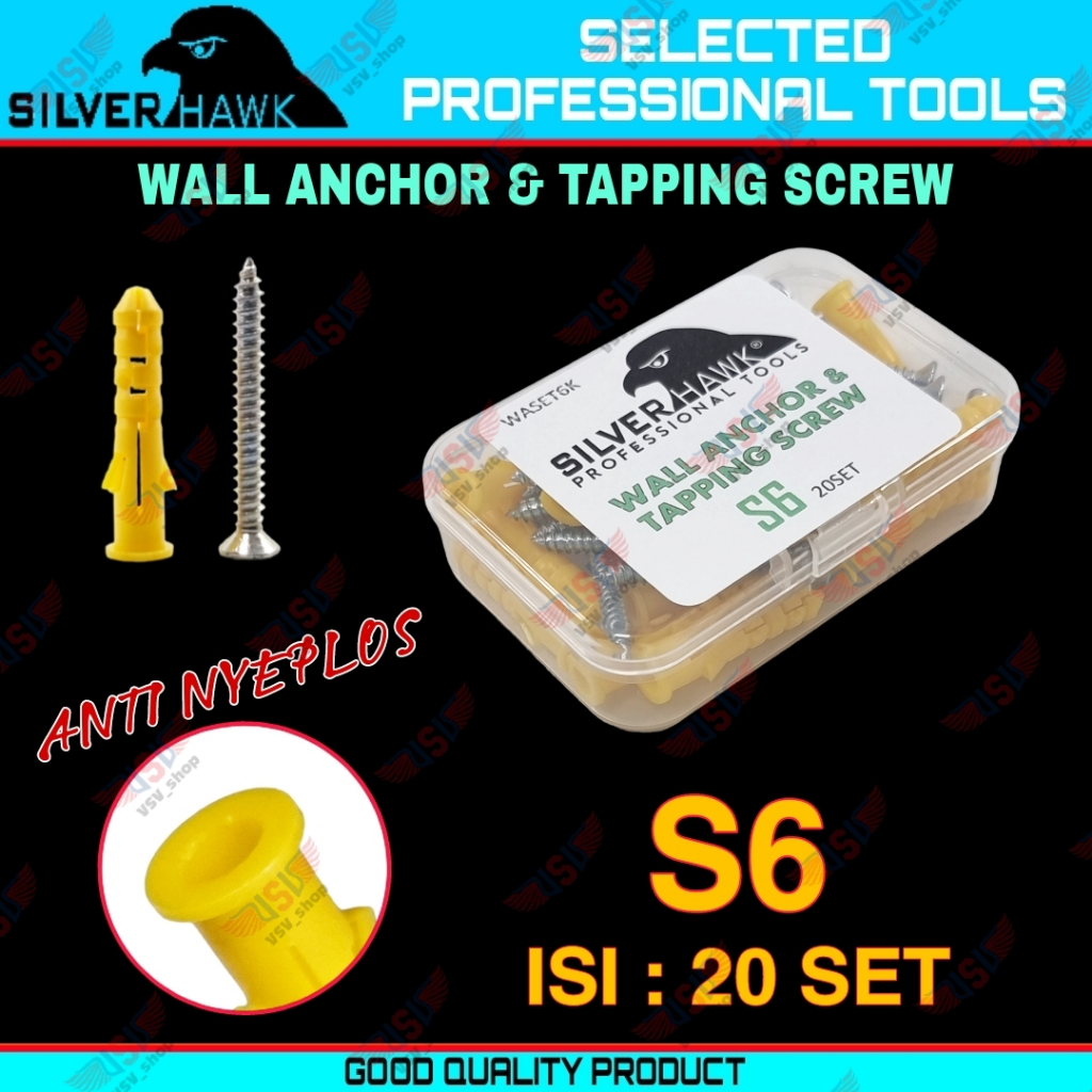 Jual Angkur Baut (SET) S6 Tembok sekrup Dinding Tembok Angkur Nylon ...