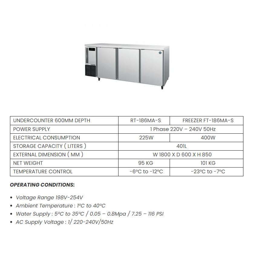 Jual Hoshizaki RT-186MA-S Undercounter Chiller 3 Pintu Lebar 60 Cm ...