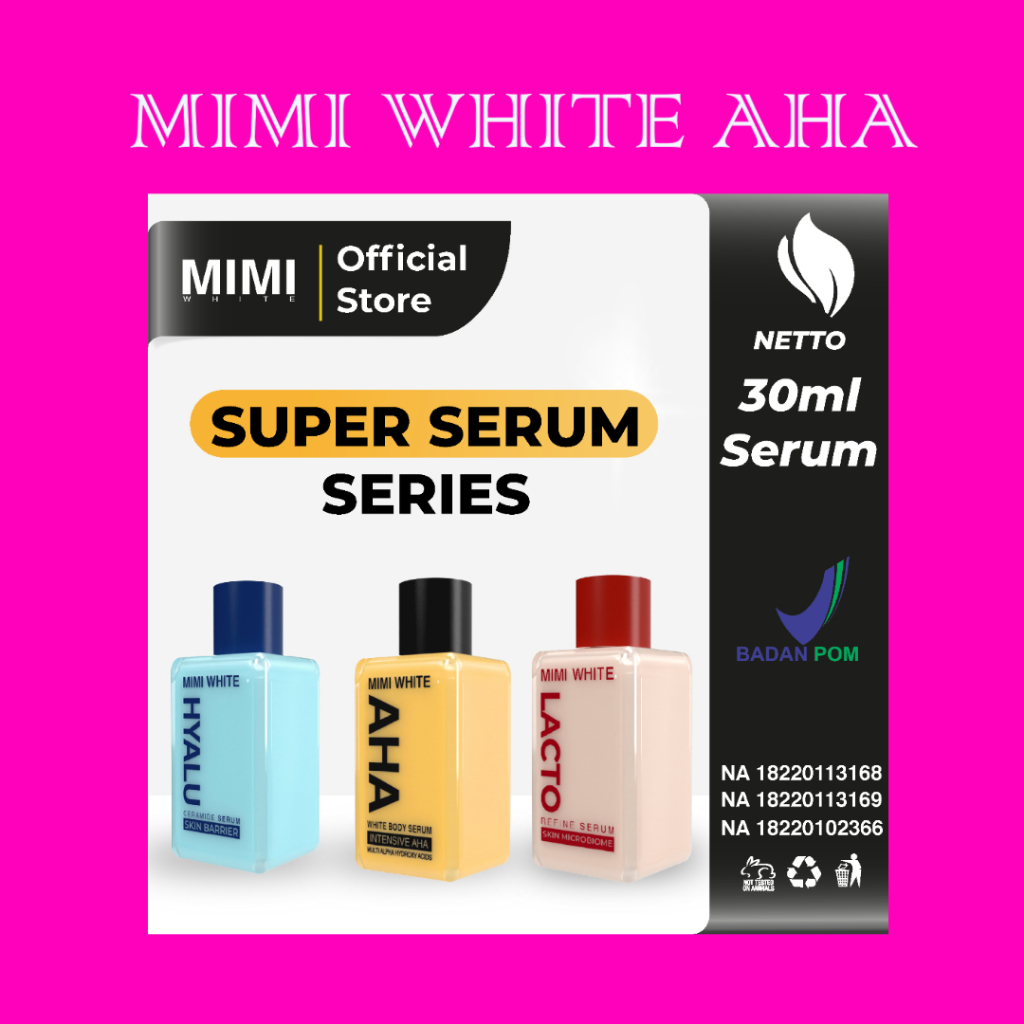 Jual NEWW!!! MIMI WHITE AHA HYALU & LACTO BODY SERUM 30 ML | Shopee ...
