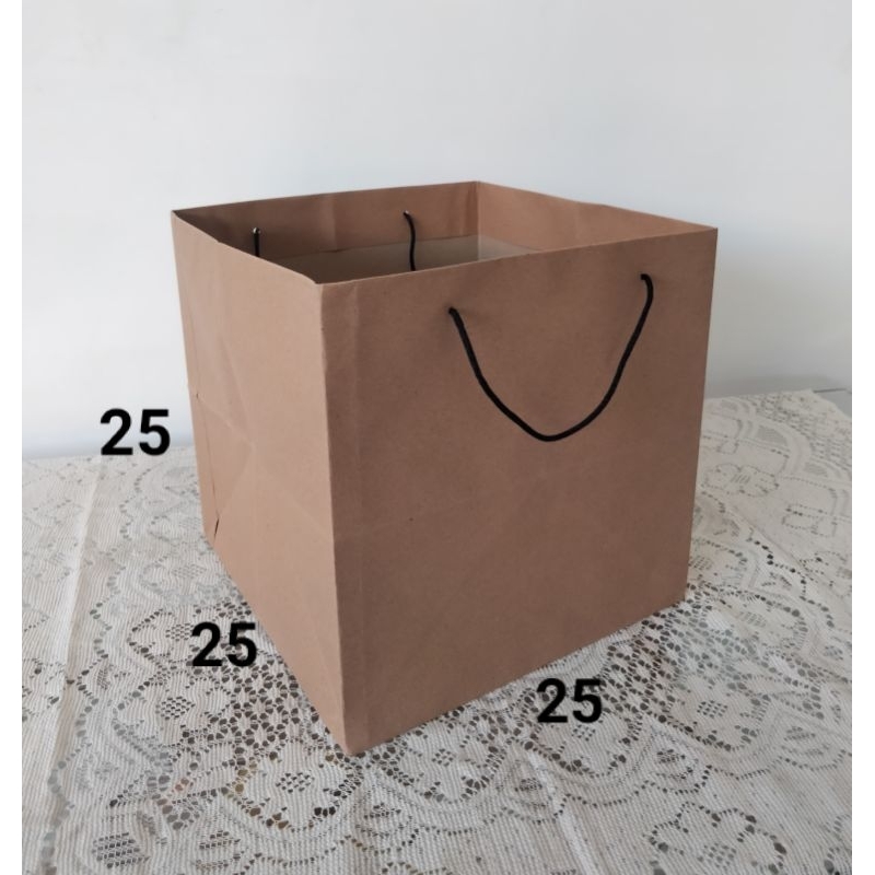 Jual PAPERBAG PAPER BAG KOTAK NASI 25X25 POLOS COKLAT | Shopee Indonesia