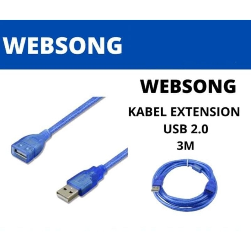 Jual Kabel USB 2.0 Male-Female Websong 3m High Quality (perpanjangan ...