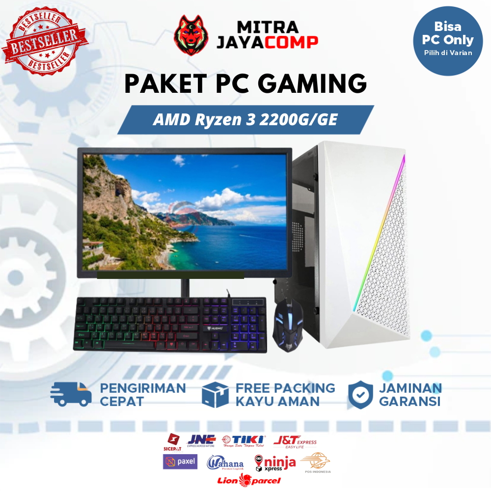 Jual PC Gaming Fullset AMD Ryzen 3 2200G Ram 16GB HDD SSD + Monitor 24 ...