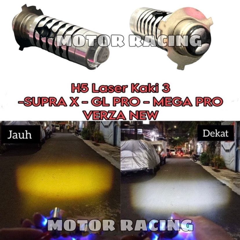 Jual Lampu H5 Laser Kaki 3 Supra X GL Pro Megapro Verza New Hi Loo ...