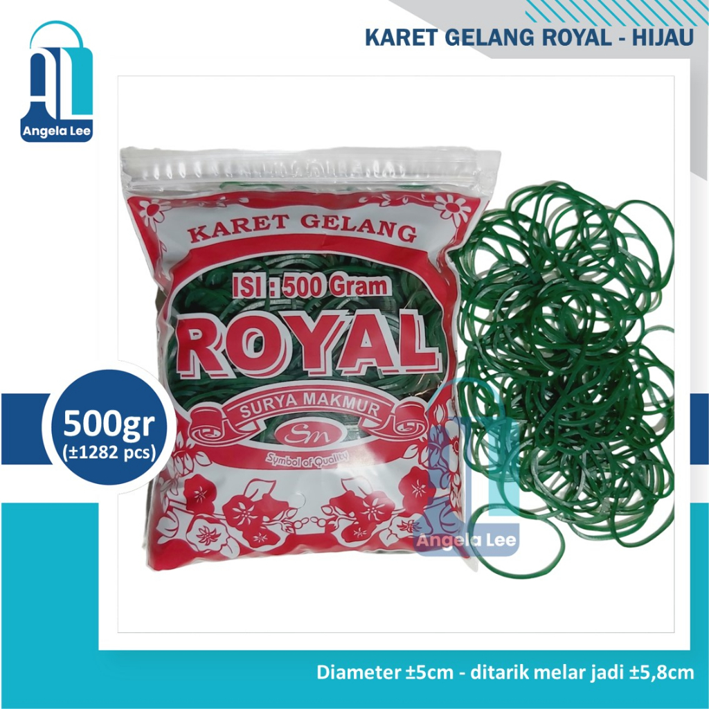 Jual Karet Gelang Hijau Royal @500gram ikat duit uang barang dapur ...