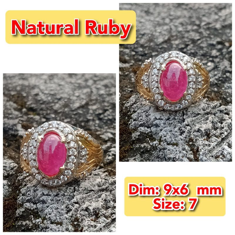 Jual Cincin Batu permata asli natural merah Ruby Mozambique non.03 ...