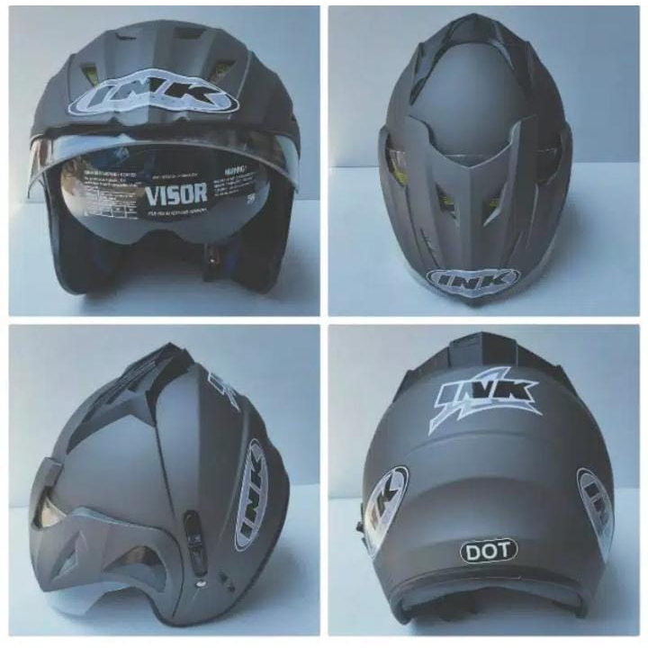 Jual HELM BASIC INK REPLIKA TYPE T1 WARNA ABU DOF DOUBLE VISOR GOOD ...