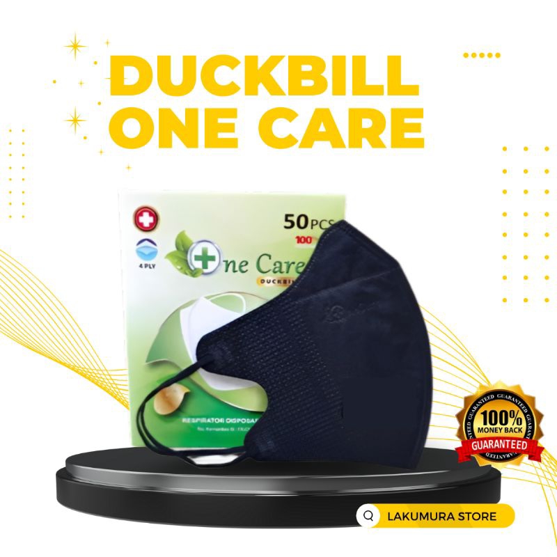Jual MASKER DUCKBILL ONE CARE HITAM 4 PLY DISPOSABLE FACE MASK ISI 50 ...