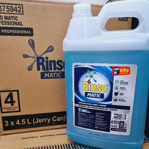 Jual 1Dus Rinso Matic Cair 4,5L isi 3jr / 1Dus Rinso Cair Professional 4,5L / 1Dus Rinso Matic ...