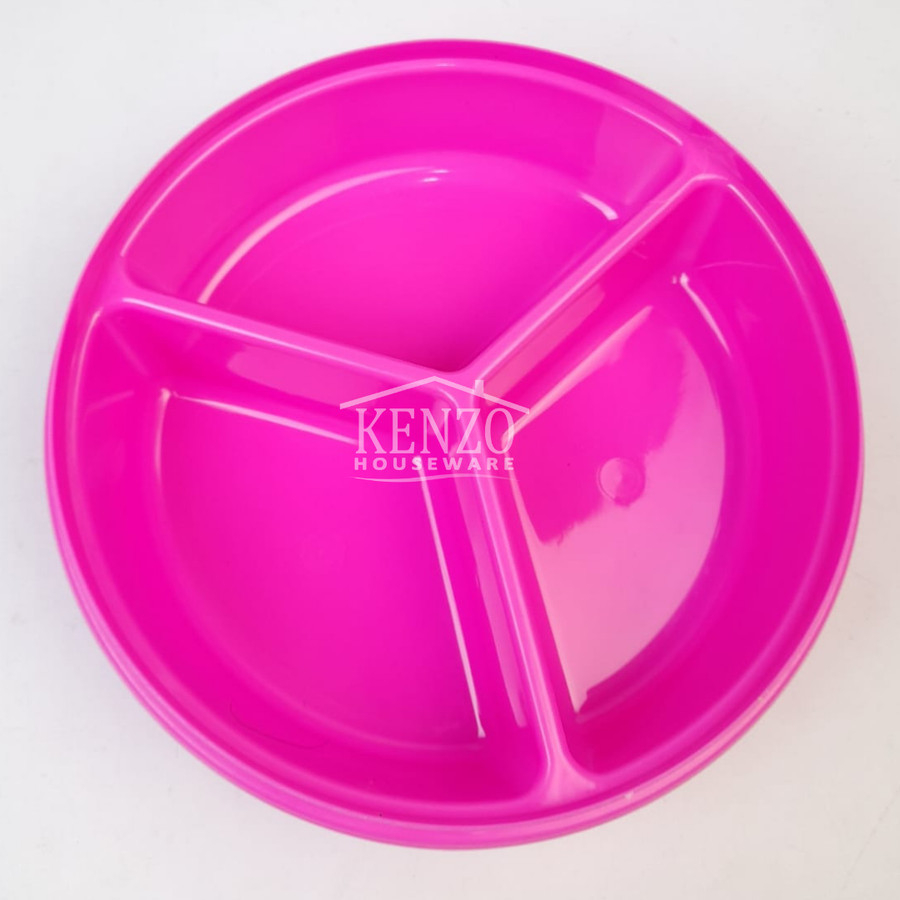 Jual Tempat Makan Bulat 3 Sekat Plastik Toples Kue Kering Snack Warna ...