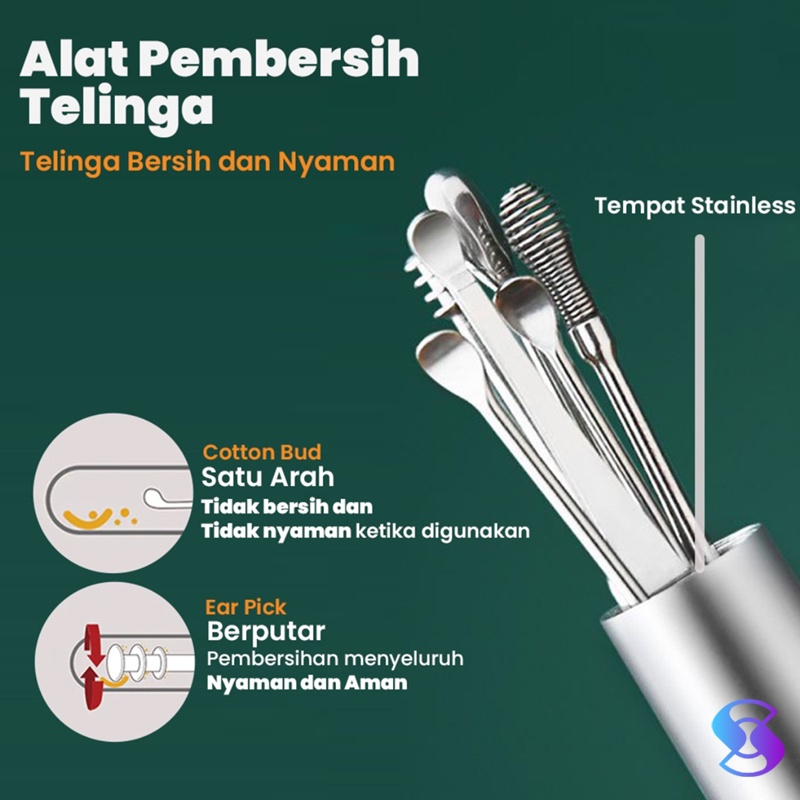 Jual Korek Kuping Alat Pembersih Korekan Kotoran Telinga Satu Set Isi 6 ...