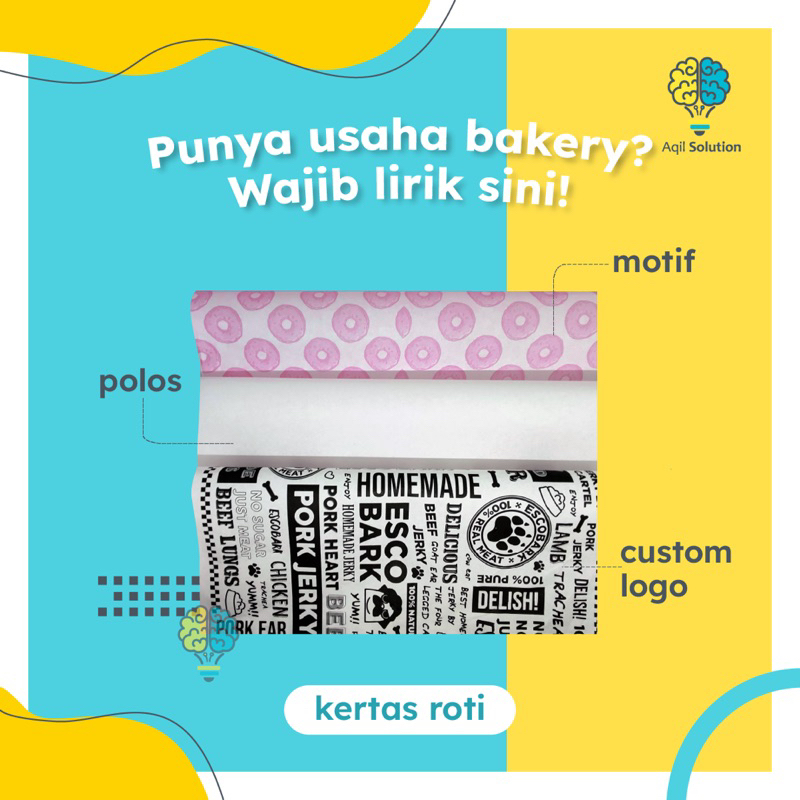 Jual (Custom logo) Kertas Roti Foodgrade 40gsm graseproof, Kertas ...