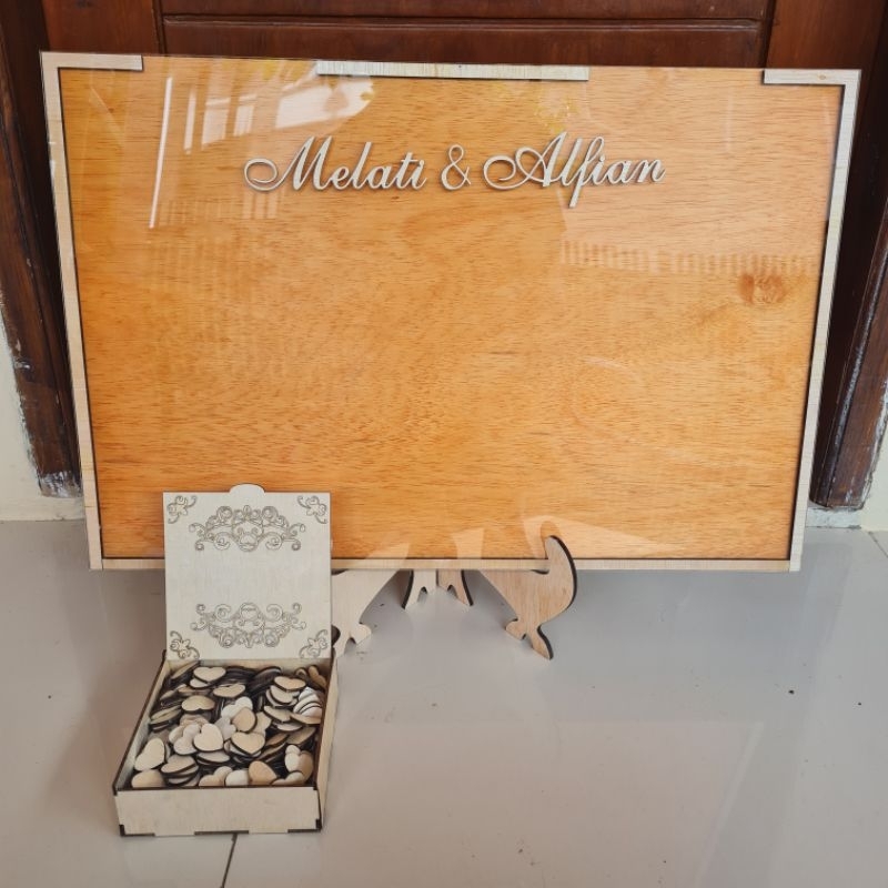 Jual Custom Frame Hati 40x60cm Guest book Heart Wedding Sign Love ...