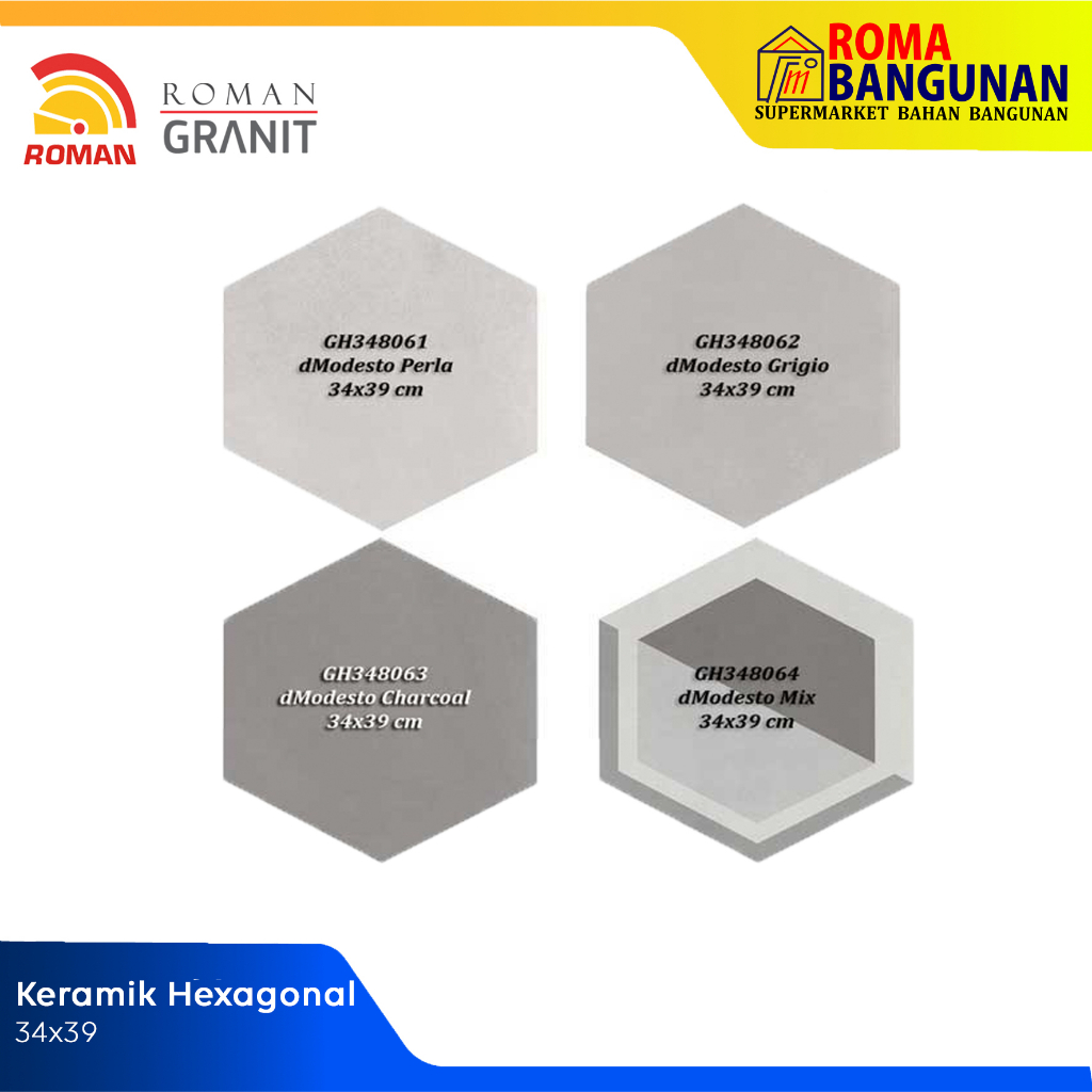 Jual Roma Keramik Hexagonal / Hexagon RomaN dModesto Modesto 34x39 ...