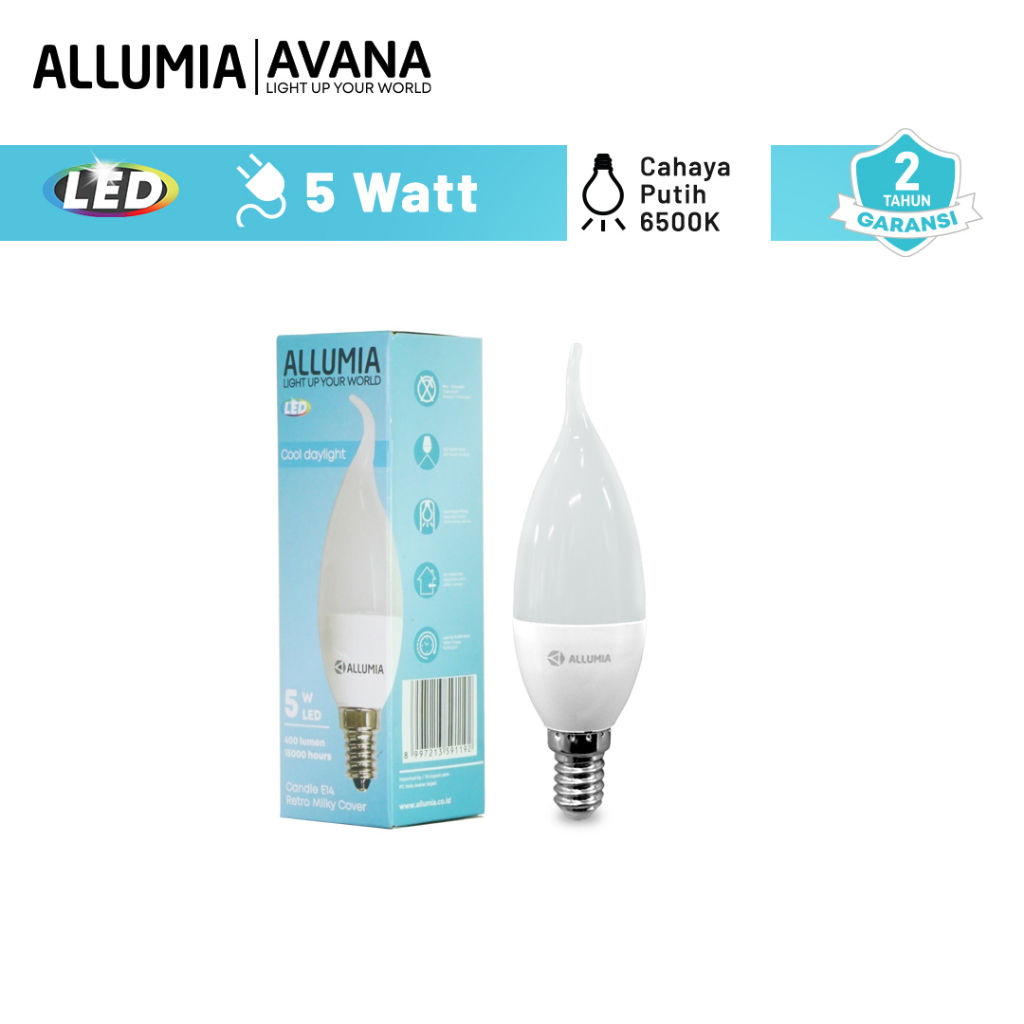 Jual ALLUMIA Candle Aladin Lampu LED 5 Watt 6500k Putih/3000K Kuning ...