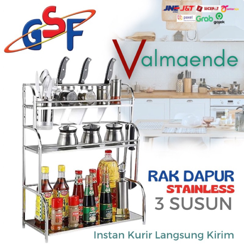 Jual Rak Dapur Stainless Steel Susun 4 Tingkat Roda Troli Rak Plastik ...