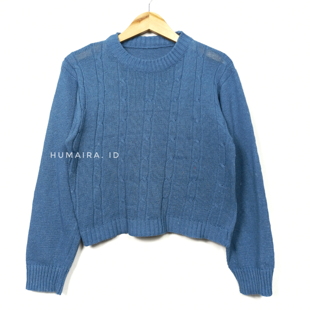Jual Hana motif cable sweater rajut wanita crop baju rajut atasan wanita korean style | Shopee ...
