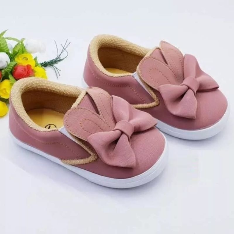 Jual Sepatu Slip-On Anak Perempuan Pita Kelinci Usia 1 2 3 Tahun (COD ...