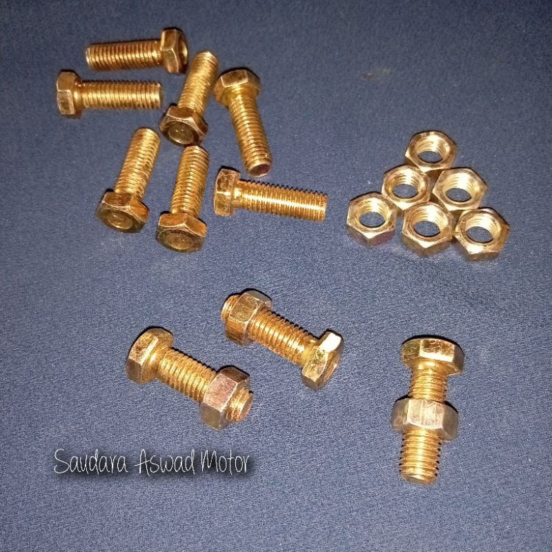 Jual 10PCS BAUT MUR KUNING M8X25mm / BMK M8X25mm | Shopee Indonesia