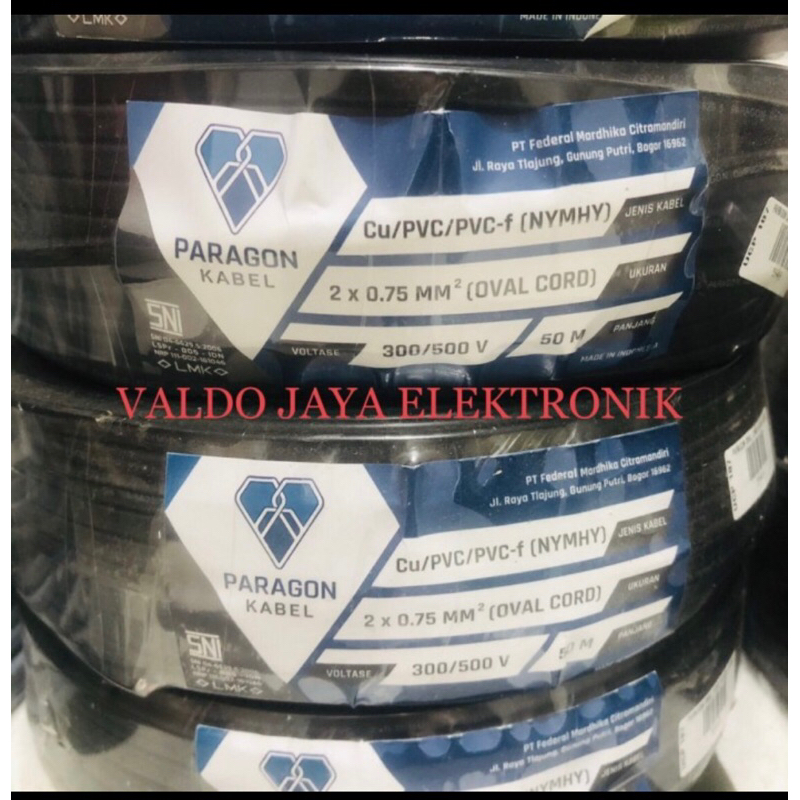 Jual PARAGON Kabel TOA @50M Kabel Speaker Kabel Listrik 2x0,75 Hitam ...