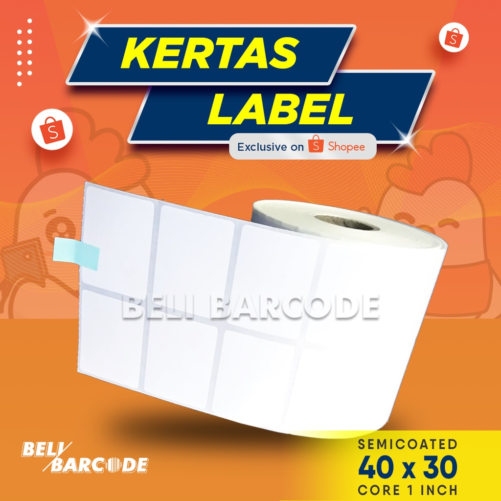 Jual Stiker Label Barcode 40x30mm Semicoated 2 Line isi 2.500 Pcs ...