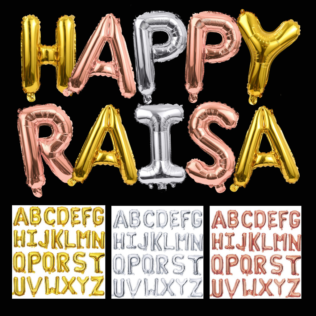 Jual HX182 Balon Foil Huruf Abjad Nama Happy Birthday Letter 16 inch 40 ...