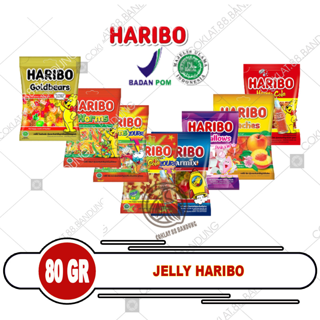 Jual HARIBO JELLY GUMMY 80GR, PERMEN JELI HARIBO 80 GR HALAL MUI ...