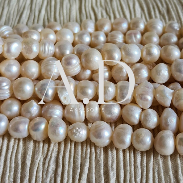 Jual Manik Mutiara Air Tawar ASLI Model Bulat Warna Putih 6mm - 16mm ...