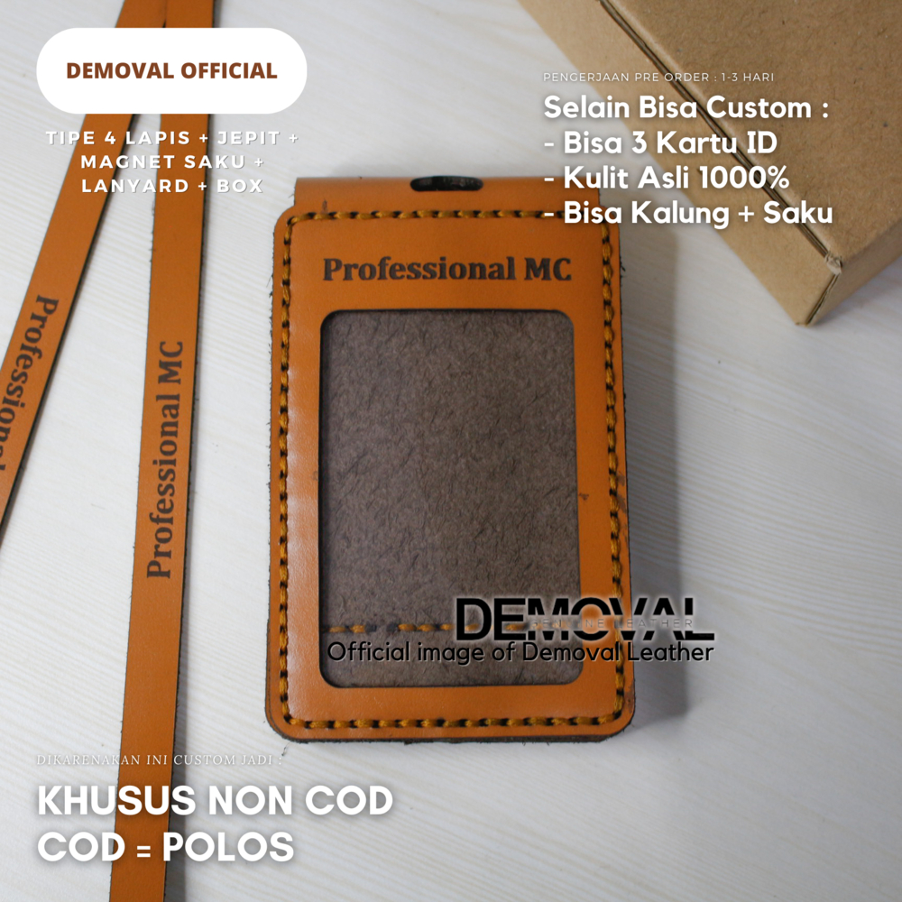 Jual ID CARD KULIT ASLI CUSTOM NAMA PERUSAHAAN KARTU IDENTITAS HOLDER ...