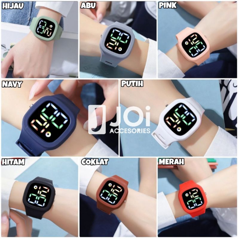 Jual Jam Tangan LED Digital Rainbow Rubber Tahan Air Electronic Fashion ...