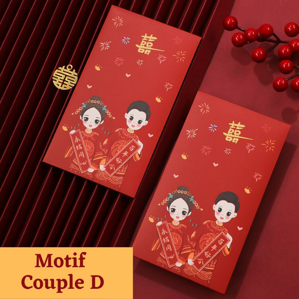 Jual Kantong Amplop Angpao Merah Motif Couple Wedding Design Aesthetic ...