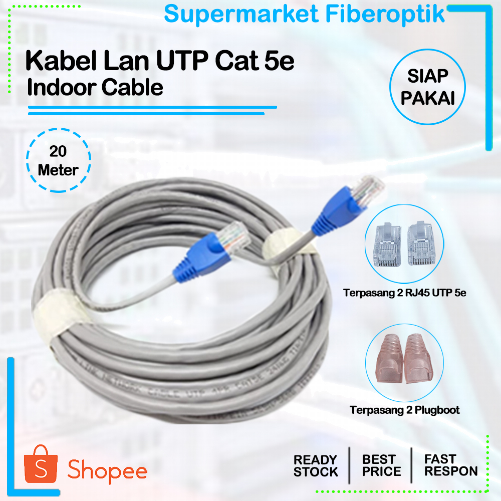 Jual Kabel LAN RJ45 Networking UTP Cat 5e 15 Meter - 20 Meter dengan ...