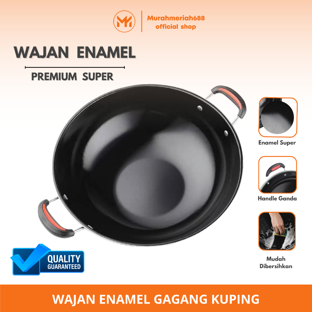 Jual MM - A065 - WAJAN ENAMEL 36CM/34CM/32CM/30CM / KUALI HITAM / WAJAN ...