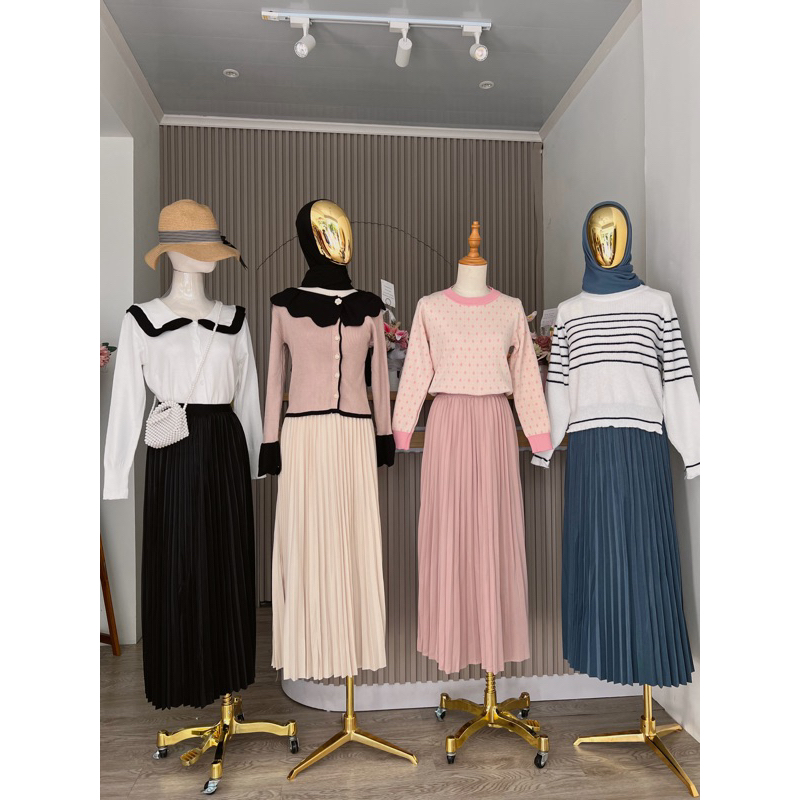 Jual cotton shimer skirt import / rok plisket premium | Shopee Indonesia